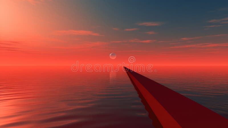 Red Horizon Line, Abstract Illustration Stock Illustration ...