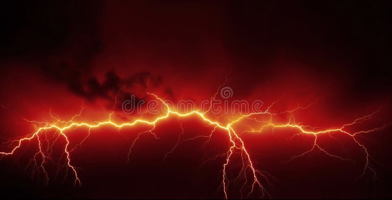 Red Horizontal Lightning in the Sky Stock Illustration - Illustration ...