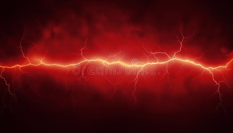 Red Horizontal Lightning in the Sky Stock Illustration - Illustration ...