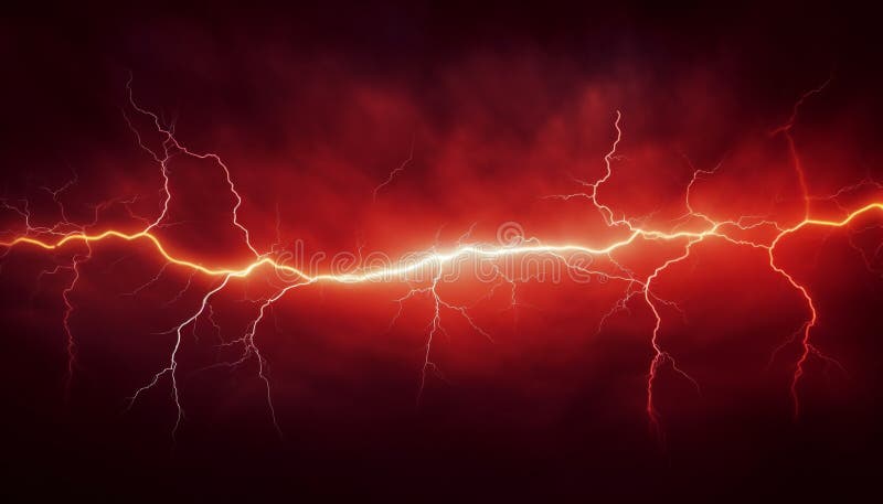 Red Horizontal Lightning in the Sky Stock Illustration - Illustration ...