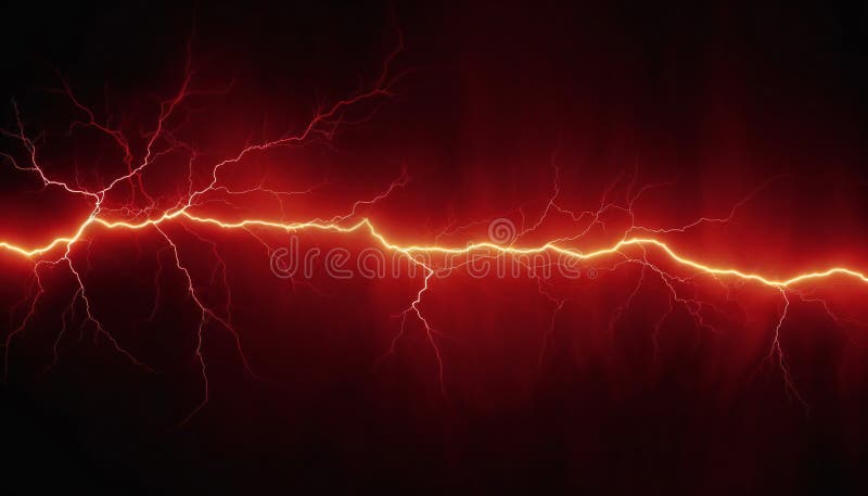 Red Horizontal Lightning in the Sky Stock Illustration - Illustration ...