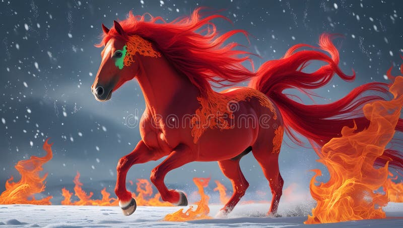 A red horse running fast stock illustration. Illustration of mare ...