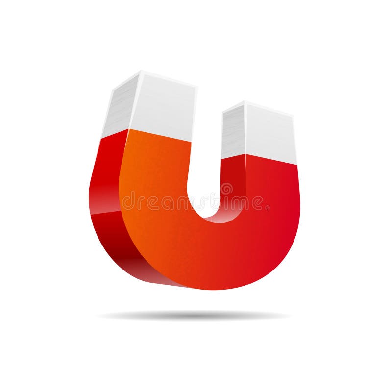 Red Magnet Icon. Horseshoe Magnet in Flat Style.Shape of Magnet with ...