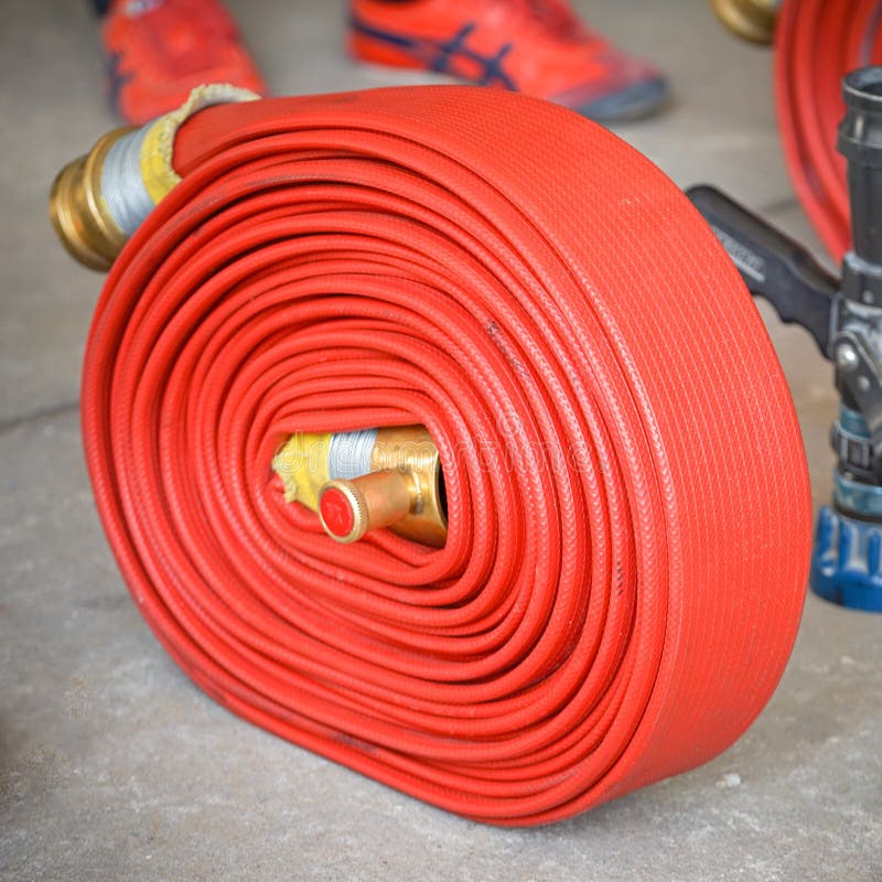 Red hose fire stock photo. Image of water, equipment - 95224666