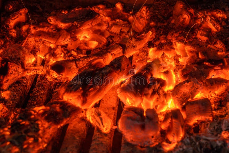 Red Hot Burning Coals in Fireplace Texture or Background Stock Photo ...