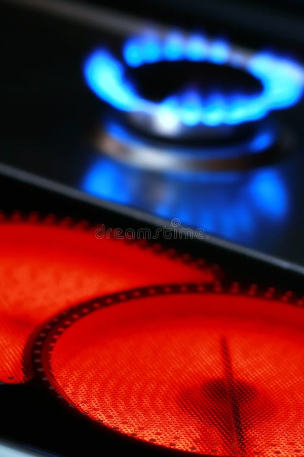 Red Hot Ceramic Stove Electric Cooker and Stock Image - Image of blue ...