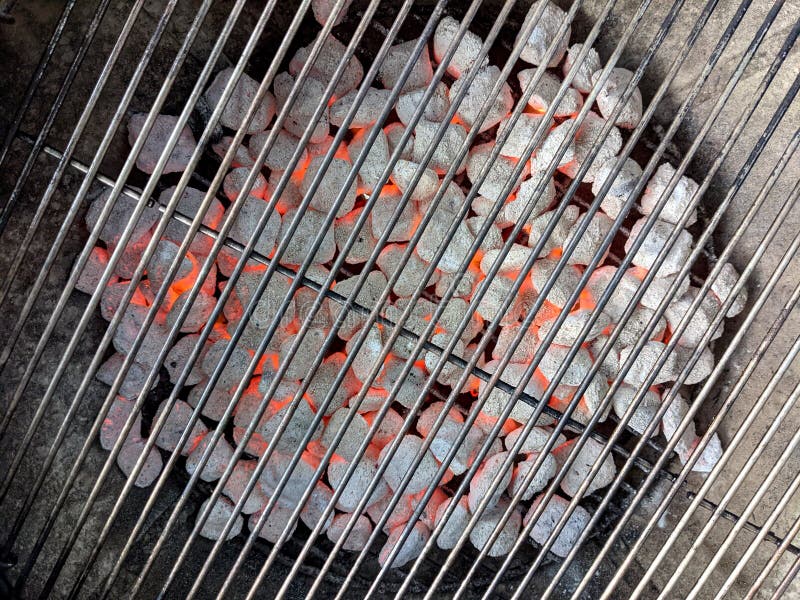 Red Hot Charcoal Coals Burning with Flames Inside Grill Stock Image ...