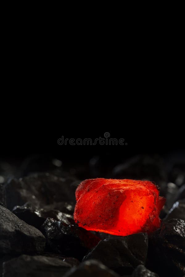 Red Hot Charcoal on Raw Coal Stock Photo - Image of background ...