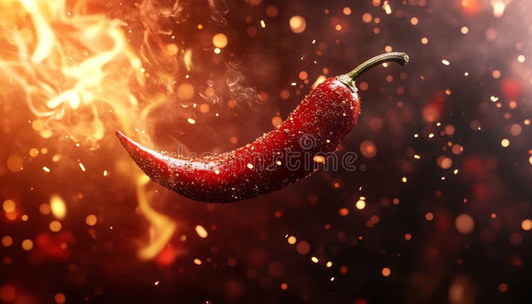 Red Hot Chili Pepper on Fire Dramatic Studio Lighting Captures the ...