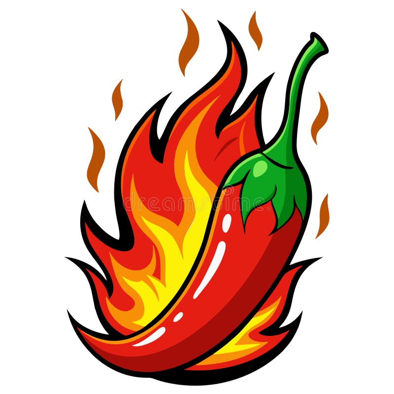 Red Hot Chili Pepper with Fire Stock Vector - Illustration of character ...