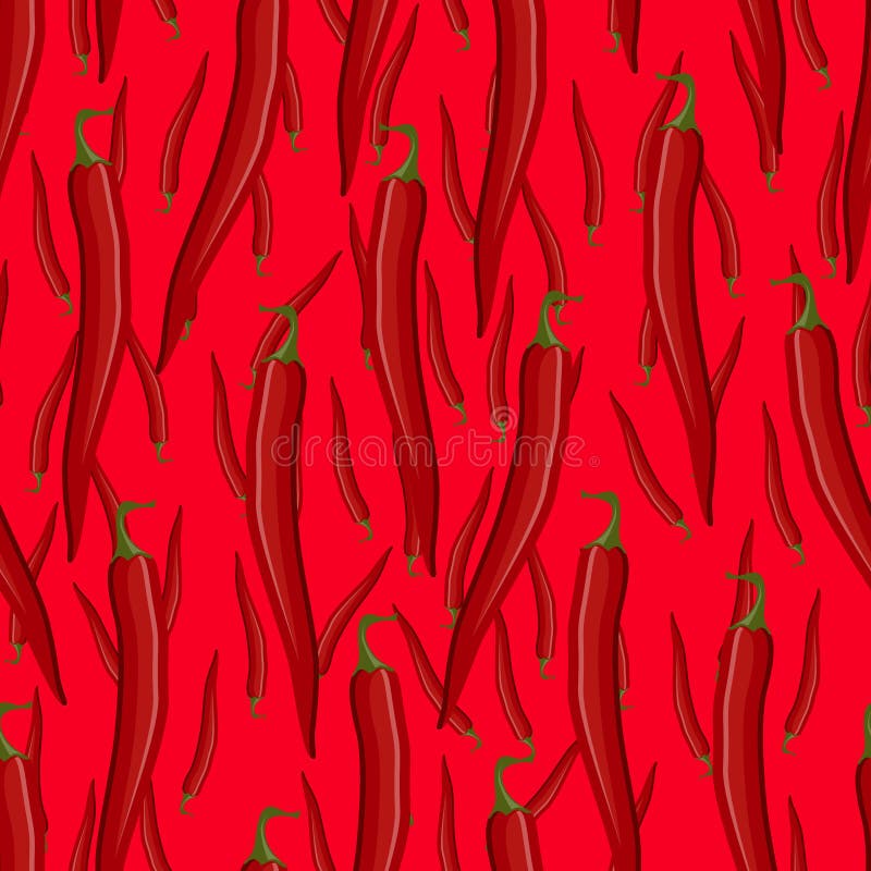 Red Chilli Pepper Seamless Pattern on Light Red Background Stock Vector ...