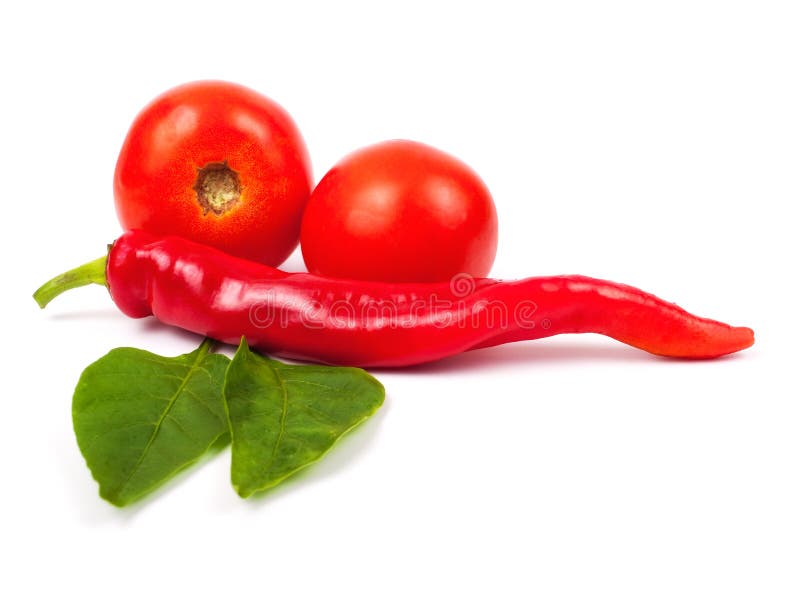 Red Hot Chili Pepper with Tomatoes Stock Image - Image of single, full ...