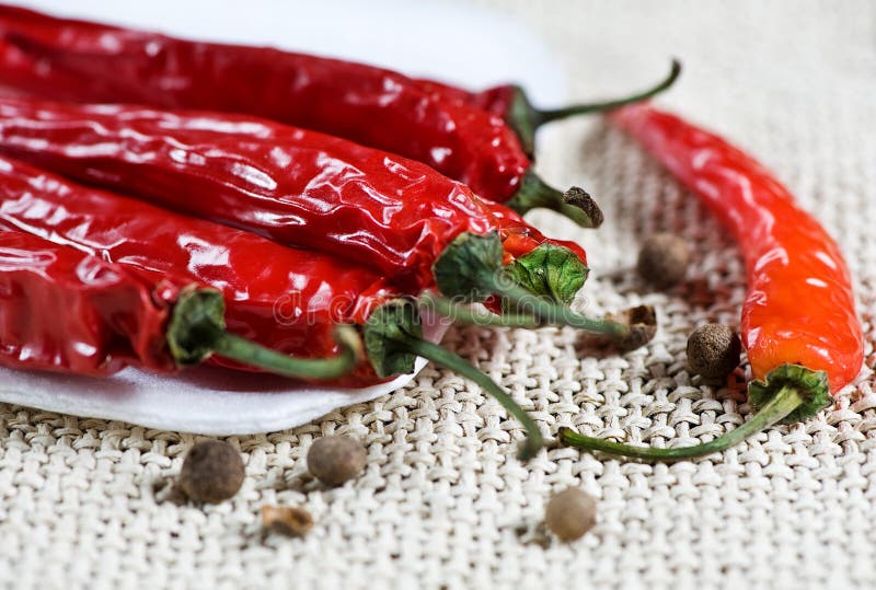 Red Hot Chili Peppers and Black Pepper Stock Photo - Image of meal ...