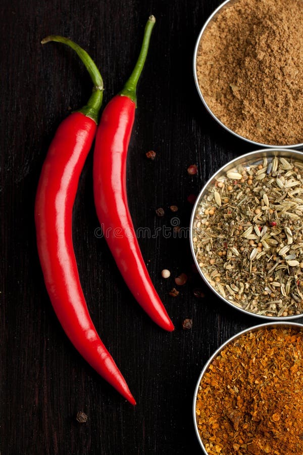 Red Hot Chili Peppers And Spices Stock Photo - Image of assorted, food ...