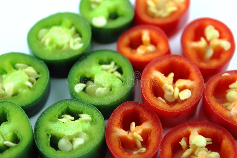 Sliced in Pieces Chili Pepper Isolated Stock Photo - Image of ...