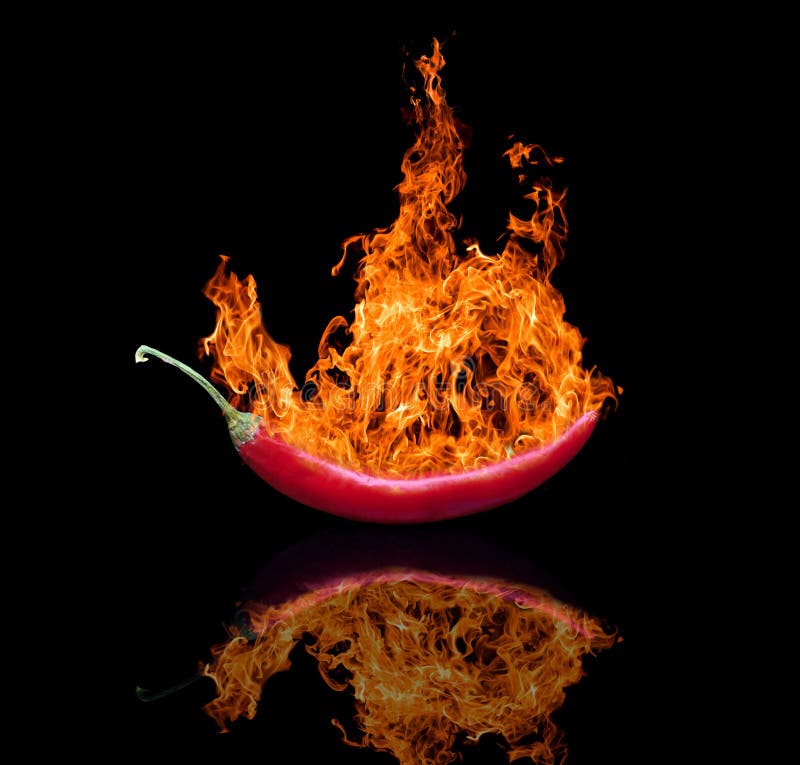 Red Hot Chilli Pepper on Fire Stock Image - Image of healthy, objects ...