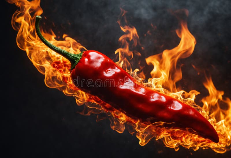 Red Hot Chilli Peppers on Fire Burning. Generative AI Stock ...