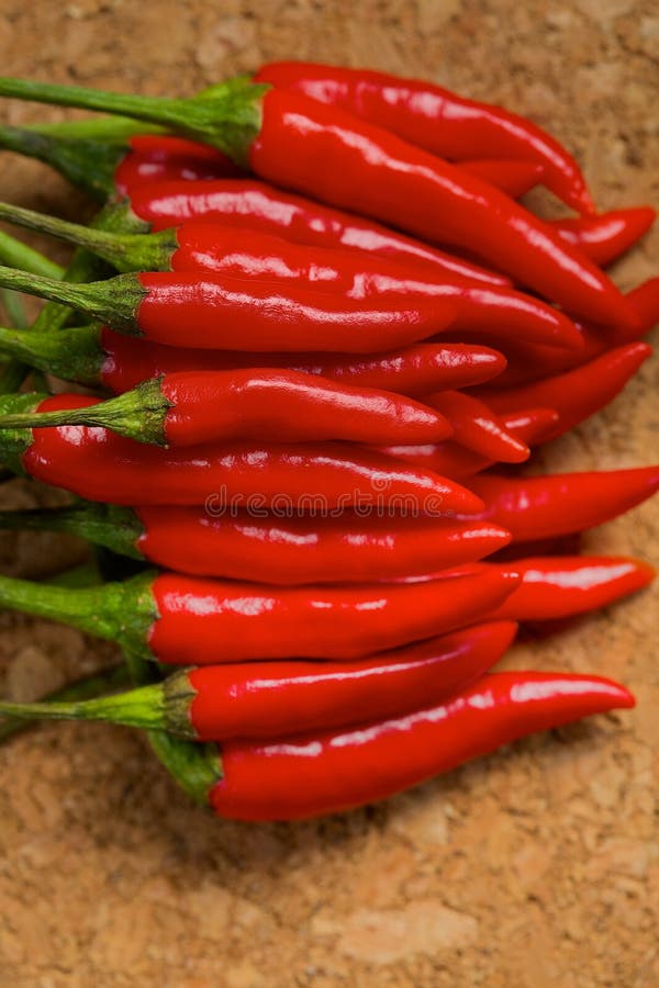 Red Hot Chilli Peppers on a Wooden Table Stock Image - Image of mexican ...