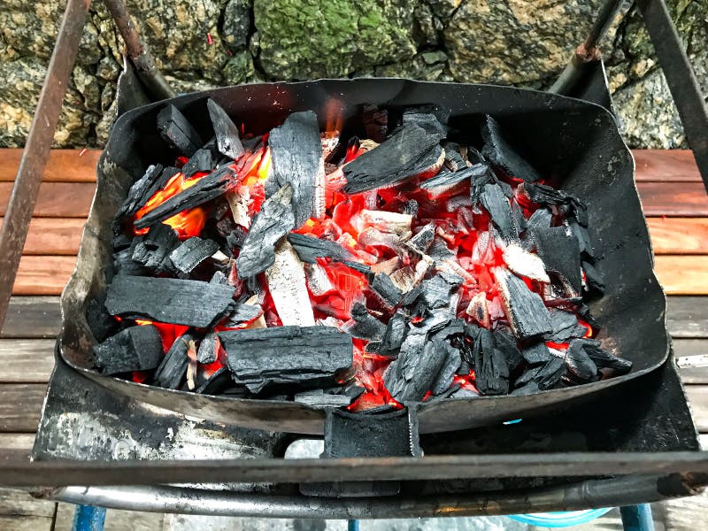 Red-hot Coal at the Bottom of the Grill Stock Image - Image of redhot ...
