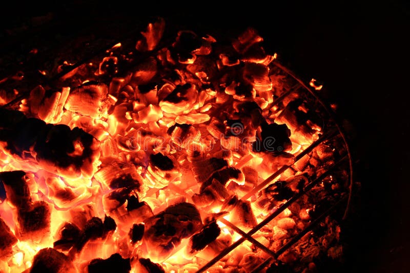 Red Hot Coals in a Campfire Stock Image - Image of romantic, fireplace ...