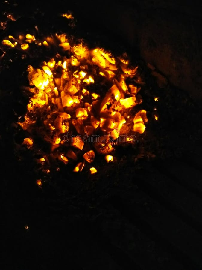 Red-hot Embers of the Fire on Dark Background Stock Image - Image of ...