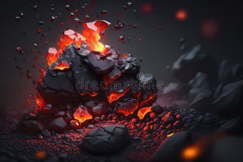 Red Hot Embers Smoldering into Darkness. Generative AI Stock ...