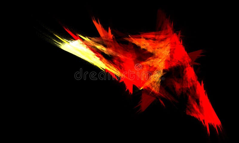 Red Hot Fiery Element Falling in Dark Far Deep Black Space. Fire ...