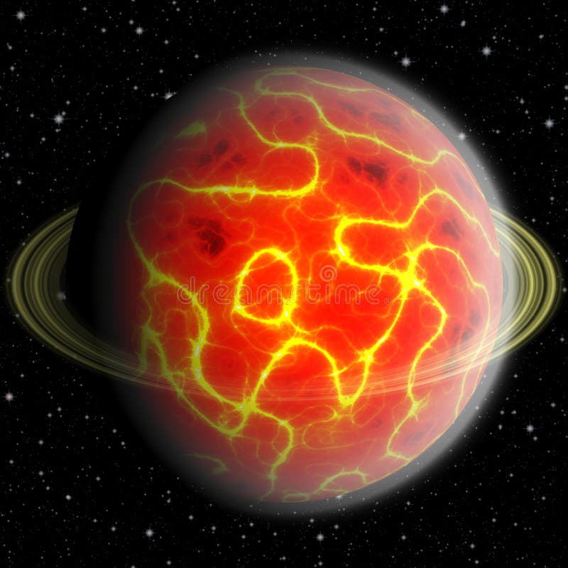 Red Hot Fire Planet With Ring - Night Sky Seamless Pattern Texture ...