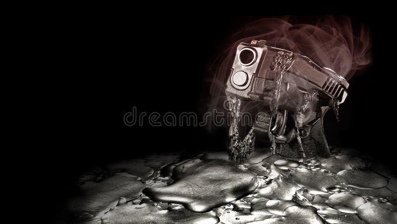 Red hot firearm melting stock photo. Image of black - 257207774