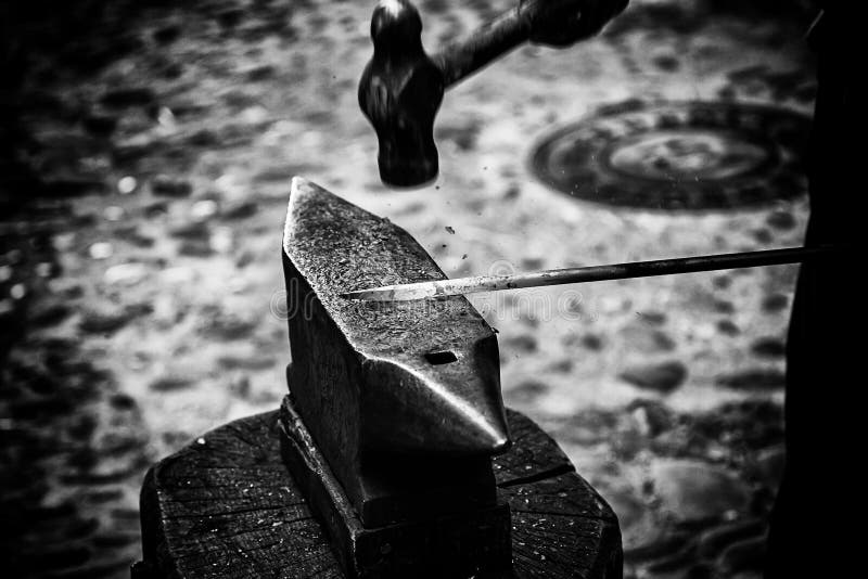 Red hot iron in a forge stock image. Image of occupation - 130580817