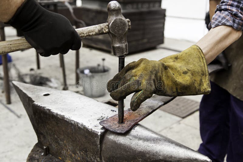 Red hot iron in a forge stock photo. Image of glowing - 93948440