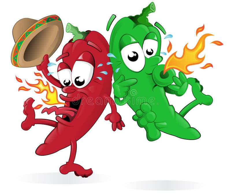 Red Hot Jumping Chili Peppers Stock Vector - Illustration of sombrero ...