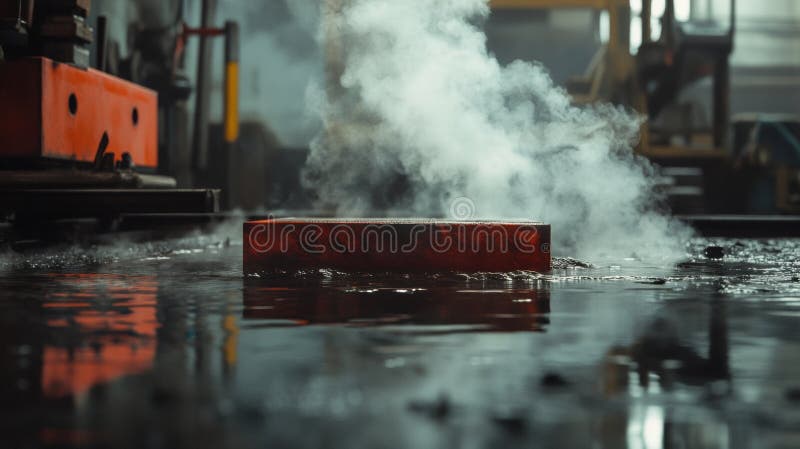 Red Hot Metal Billets Submerged in Water, Creating Steam in a Busy ...