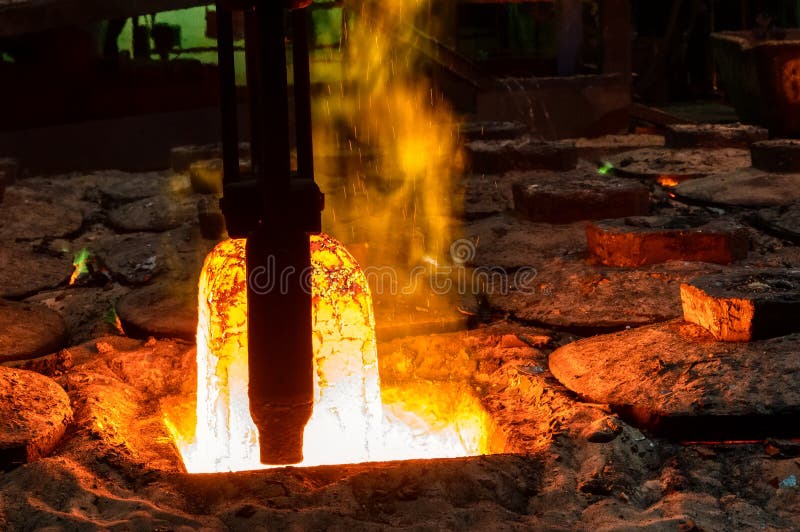 The Red-hot Metal Casting is Transported by a Metallurgical Crane Stock ...