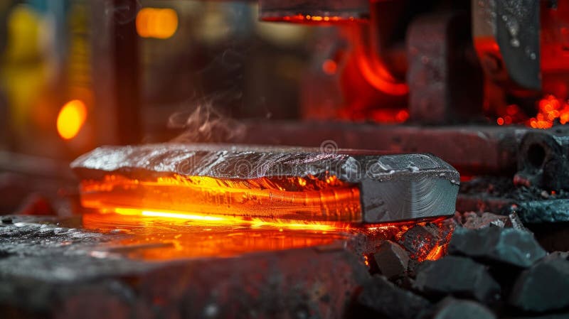 Red-Hot Metal in a Forging Process. Generative Ai Stock Illustration ...