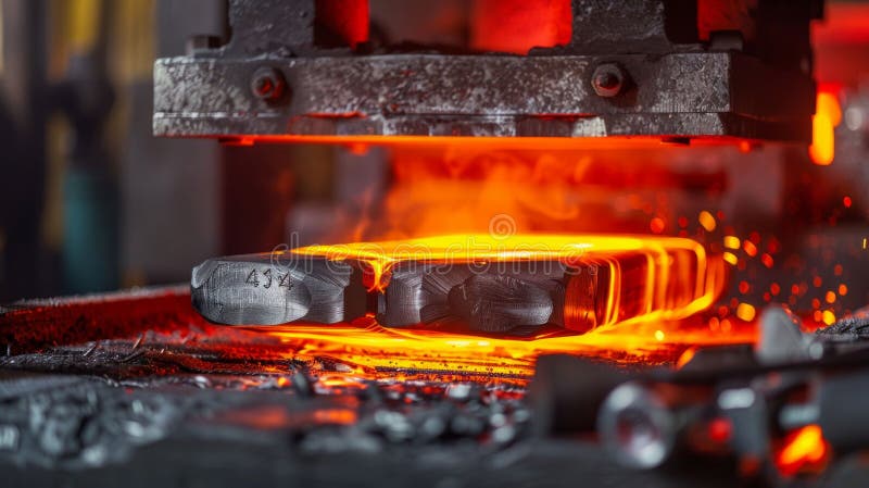Red-Hot Metal in a Forging Process. Generative Ai Stock Illustration ...