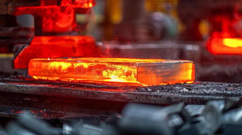 Red-Hot Metal in a Forging Process. Generative Ai Stock Illustration ...