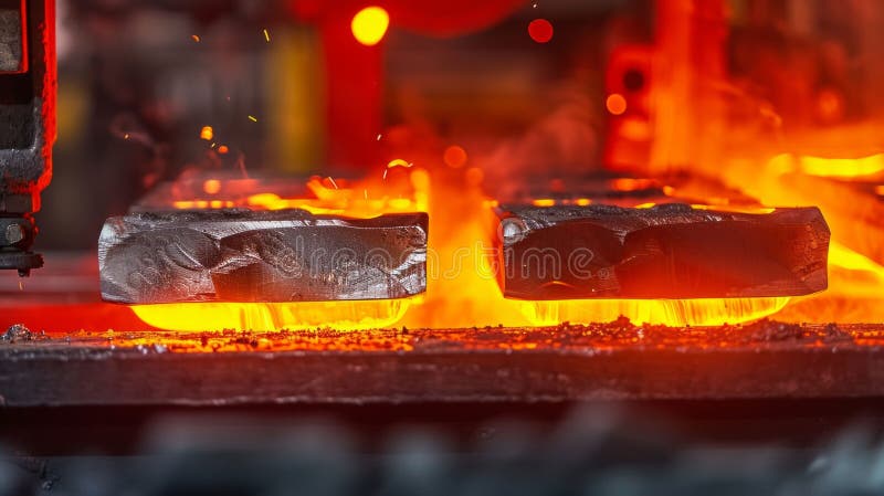 Red-Hot Metal in a Forging Process. Generative Ai Stock Illustration ...
