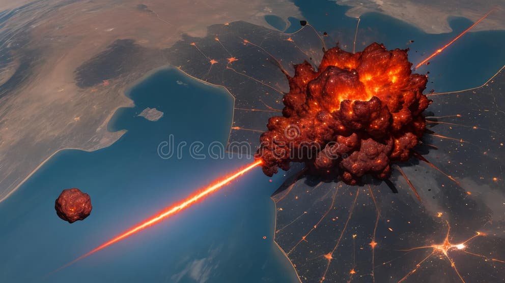 Red Hot Meteorites Falling from Space To Earth Stock Illustration ...