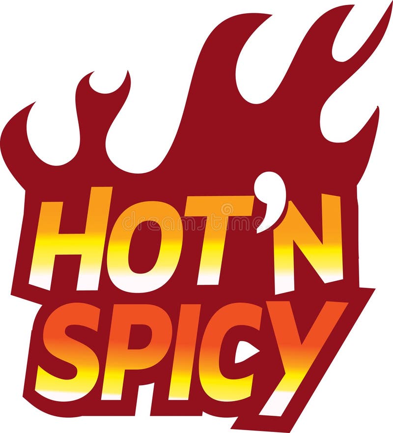 Red Hot N Spicy Flame Text Logo Icon Stock Vector - Illustration of ...