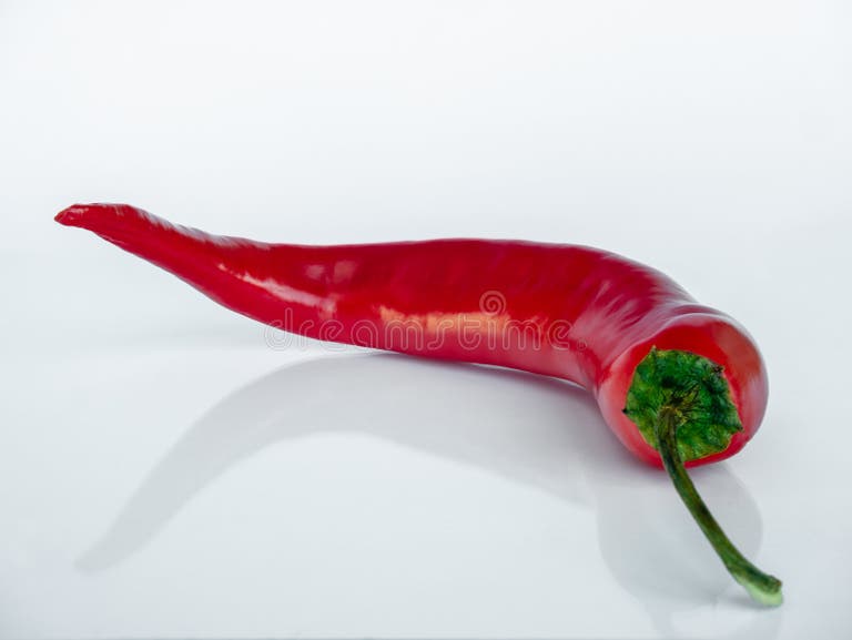 Red Hot Pepper Isolated on White Background with Reflection Stock Photo ...