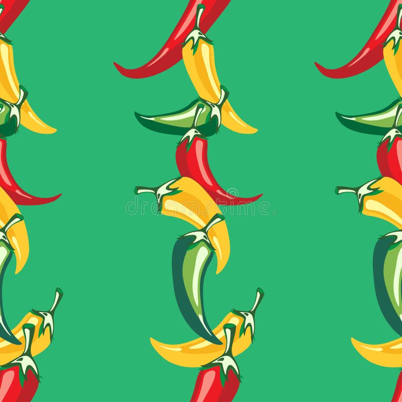 Red Hot Pepper. Seamless Texture Pattern Vector. Eps. Stock Vector - Illustration of fruit, cook ...