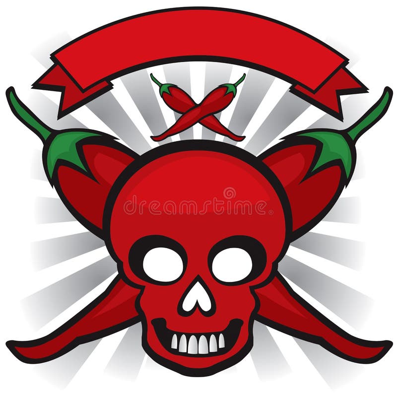 Red hot pepper skull stock vector. Illustration of danger - 31670477