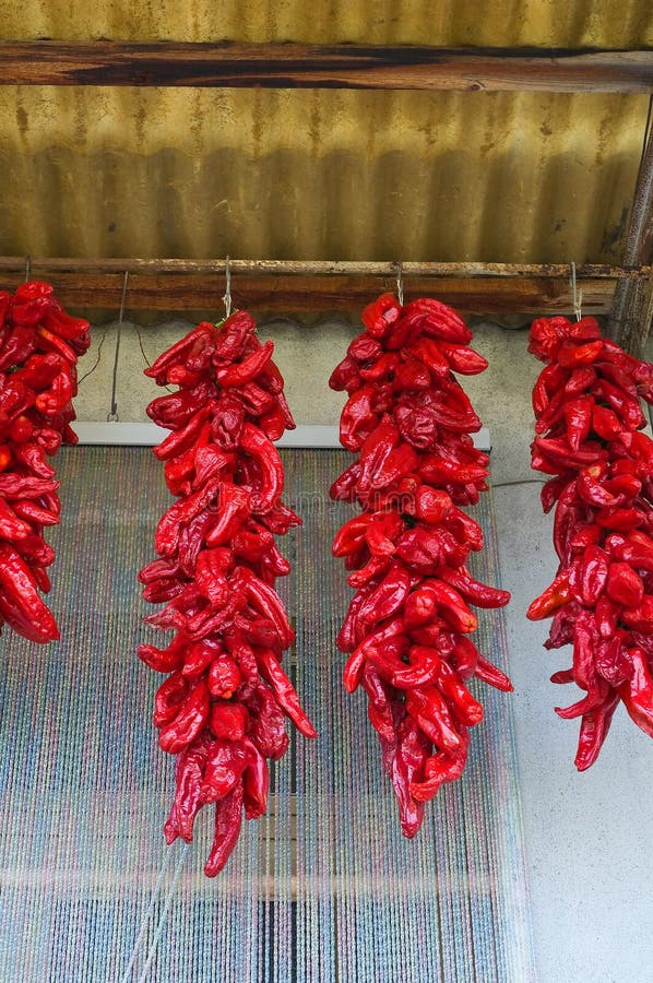 Red Hot Peppers Hanging on the Wall. Stock Photo - Image of dwelling ...