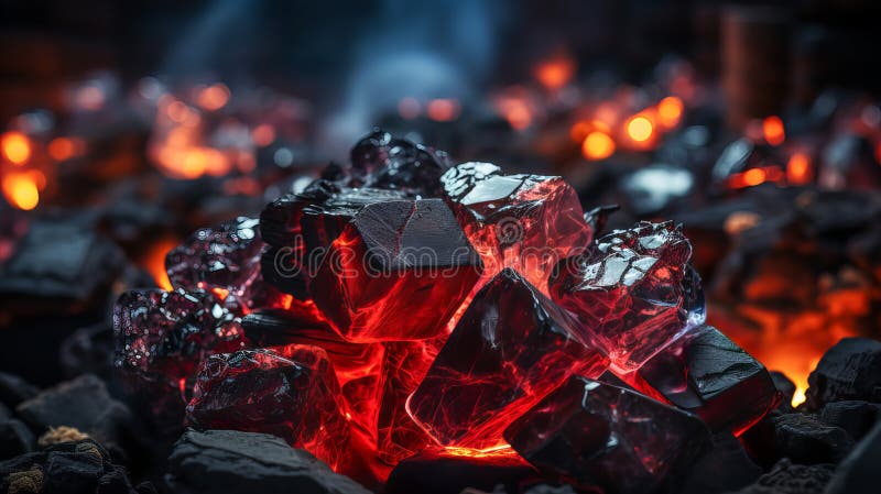 Red-hot Pieces of Coal on a Dark Background Stock Illustration ...