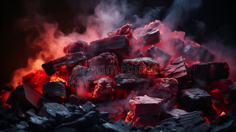 Red-hot Pieces of Coal on a Dark Background Stock Illustration ...