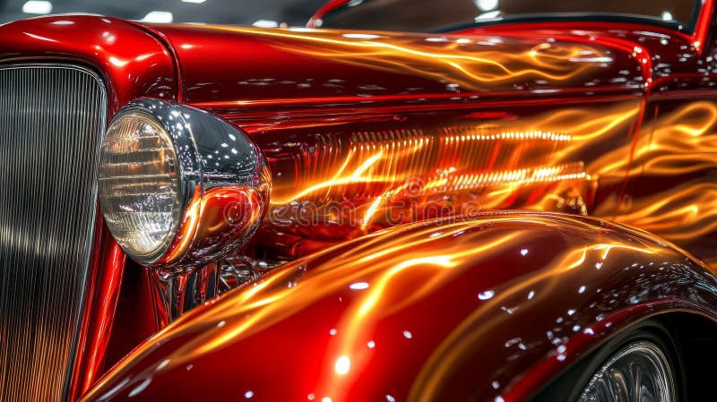 Red Hot Rod with Flame Design Stock Illustration - Illustration of ...