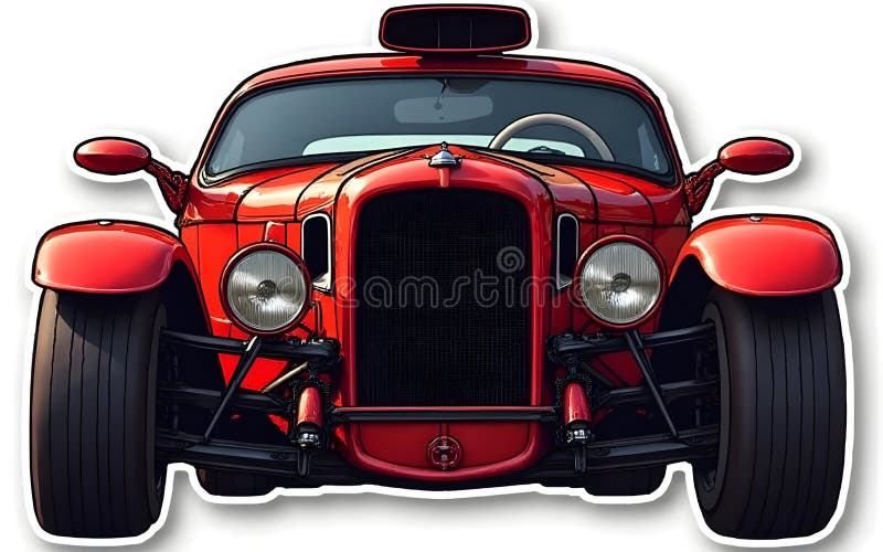 Red Hot Rod Posing with Large Wheels and Exposed Front Suspension Stock ...
