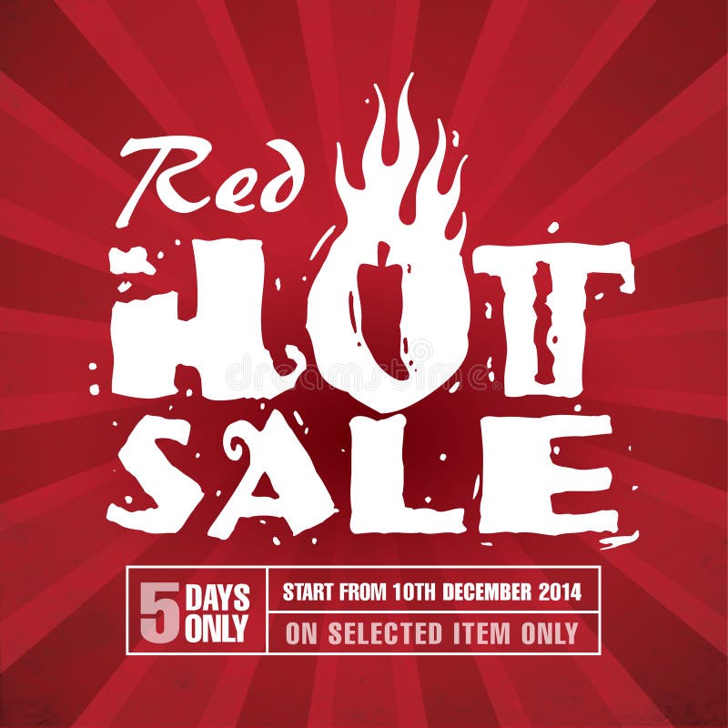 Red Hot Sale stock vector. Illustration of offer, fire - 50937193