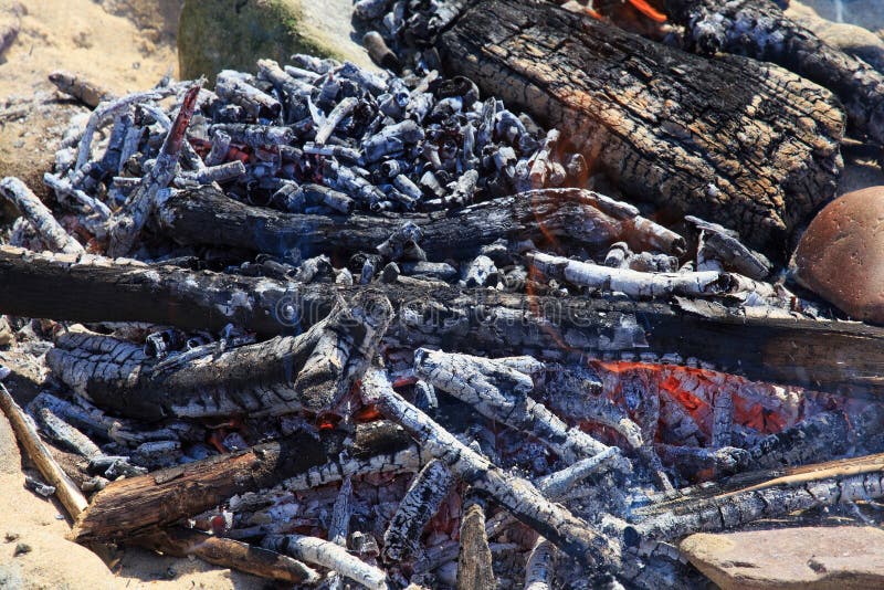 Red-hot Smoldering Bonfire from Wooden Branches Stock Image - Image of ...